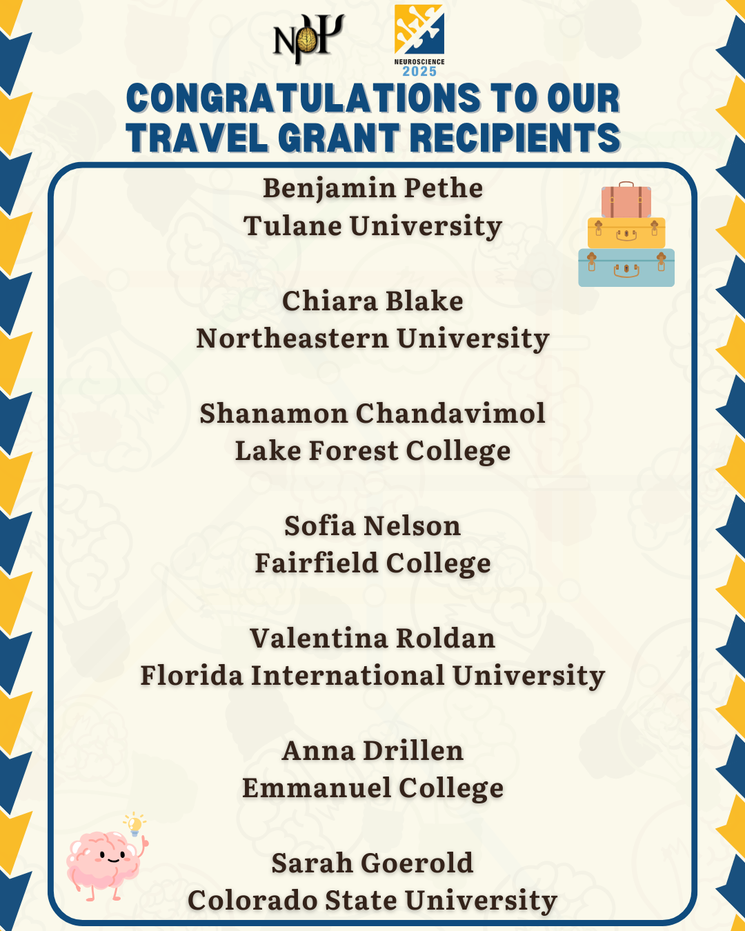 Congratulations to our SfN’25 Travel Grant Recipients! – Nu Rho Psi